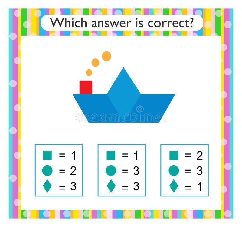 Math Activity for Kids. Find the Correct Answer Stock Vector ...