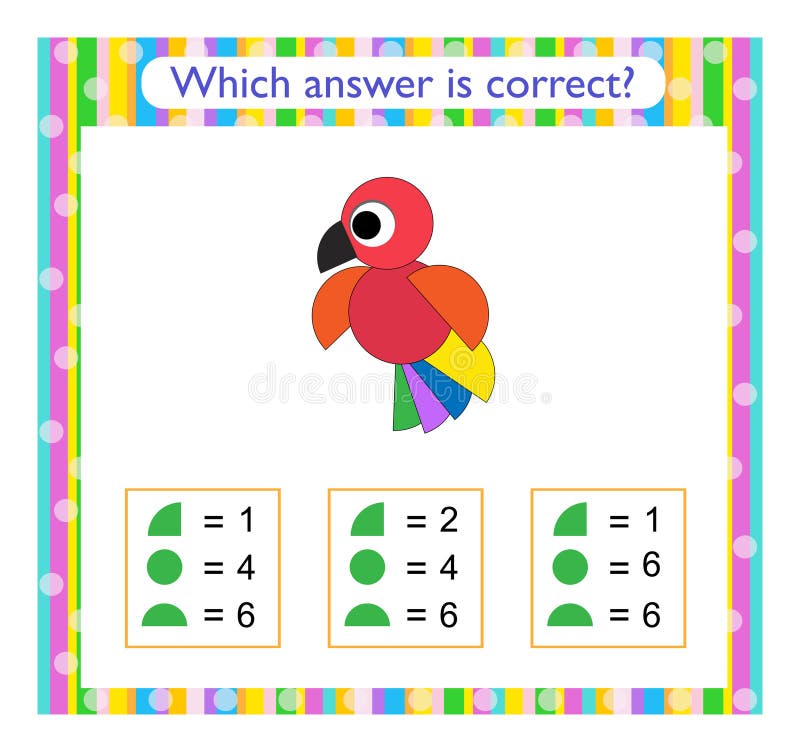 Math Activity for Kids. Find the Correct Answer Stock Illustration ...