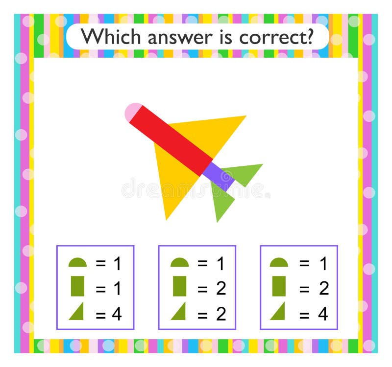 Math Activity for Kids. Find the Correct Answer Stock Vector ...