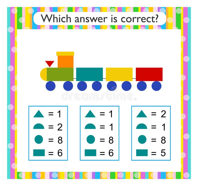Math Activity for Kids. Find the Correct Answer Stock Vector ...