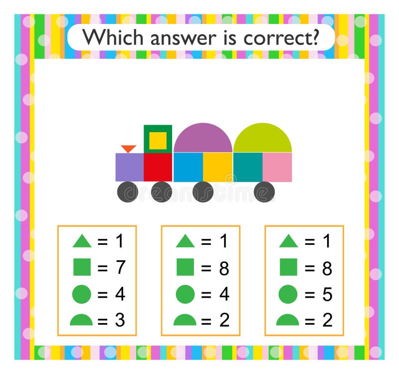 Math Activity for Kids. Find the Correct Answer Stock Vector ...