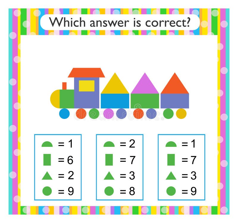 Math Activity for Kids. Find the Correct Answer Stock Vector ...