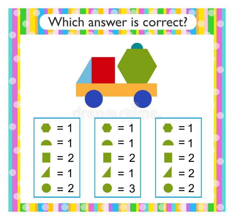 Math Activity for Kids. Find the Correct Answer Stock Vector ...