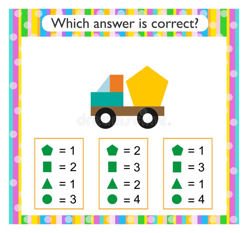 Math Activity for Kids. Find the Correct Answer Stock Vector ...