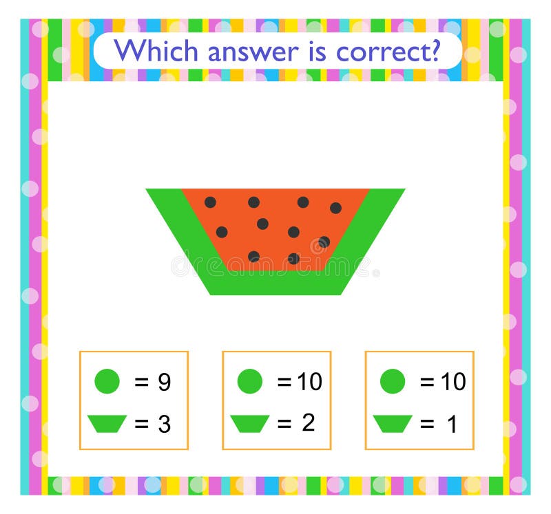 Math Activity for Kids. Find the Correct Answer Stock Vector ...