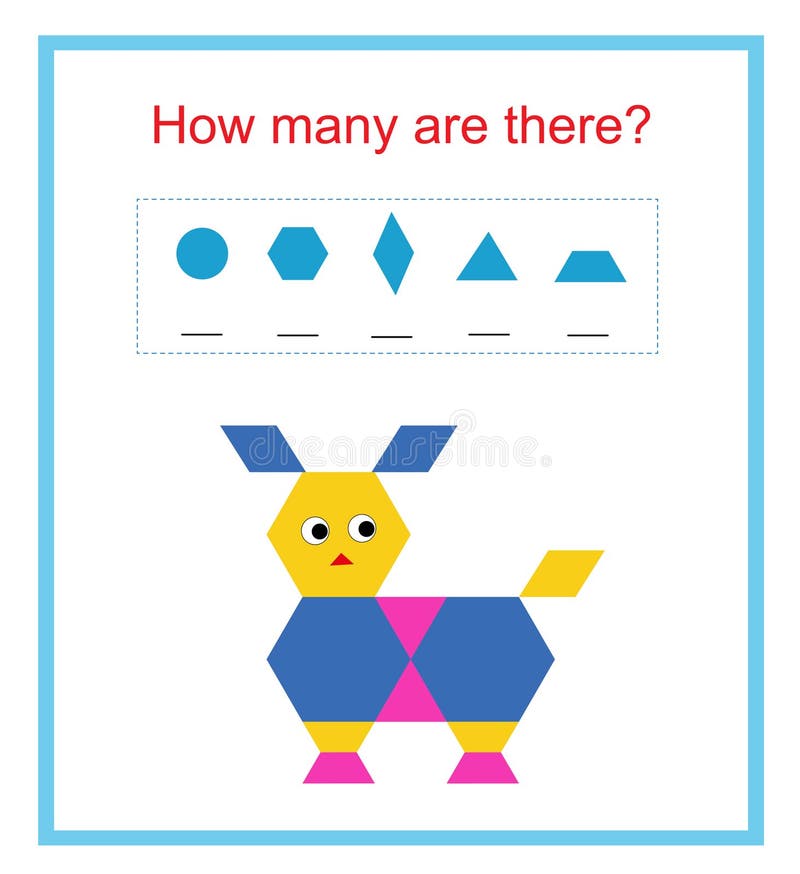 Math Activity for Kids. How Many Geometric Shapes Stock Vector ...