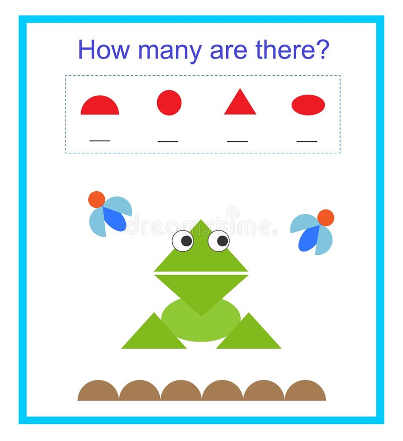 Math Activity for Kids. How Many Geometric Shapes? Developing Numeracy ...