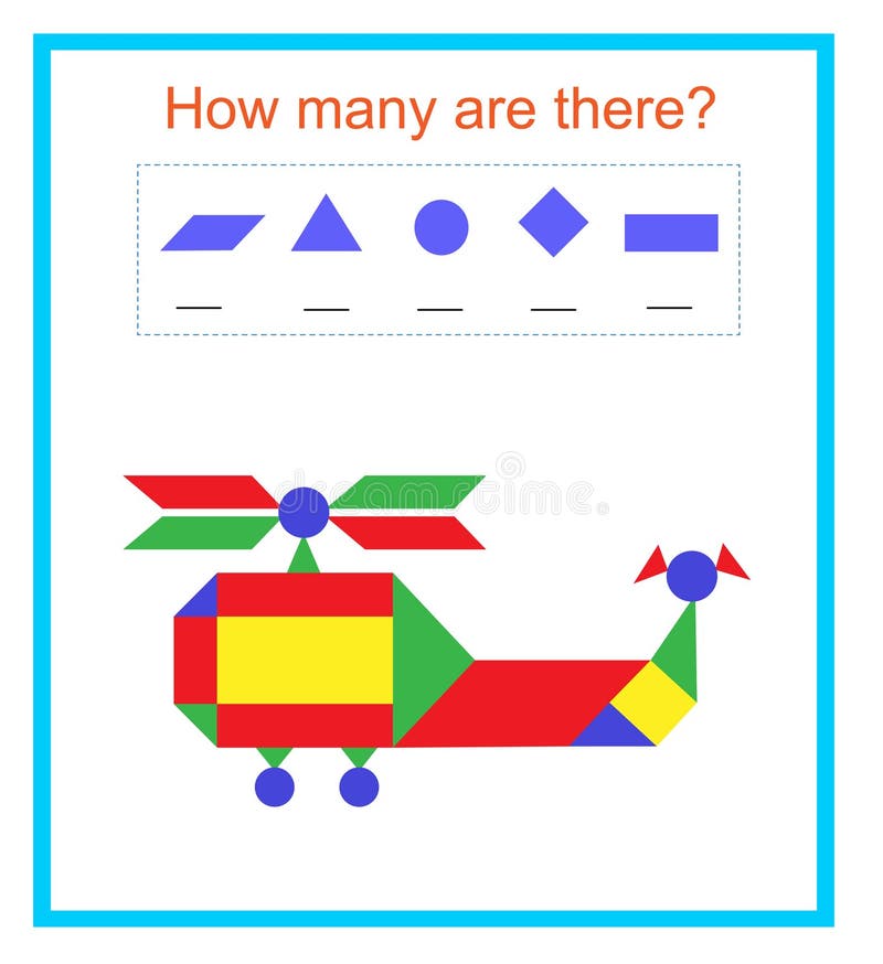 Math Activity for Kids. How Many Geometric Shapes? Developing Numeracy ...