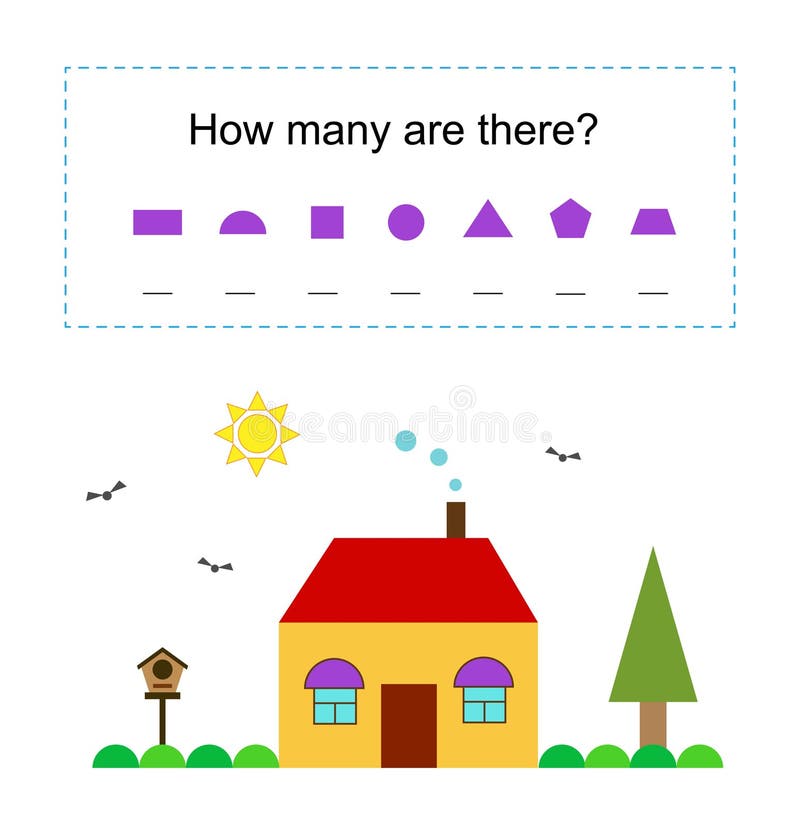 Math Activity for Kids. How Many Geometric Shapes? Developing Numeracy ...