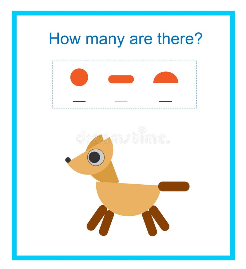 Math Activity for Kids. How Many Geometric Shapes? Vector Illustration ...