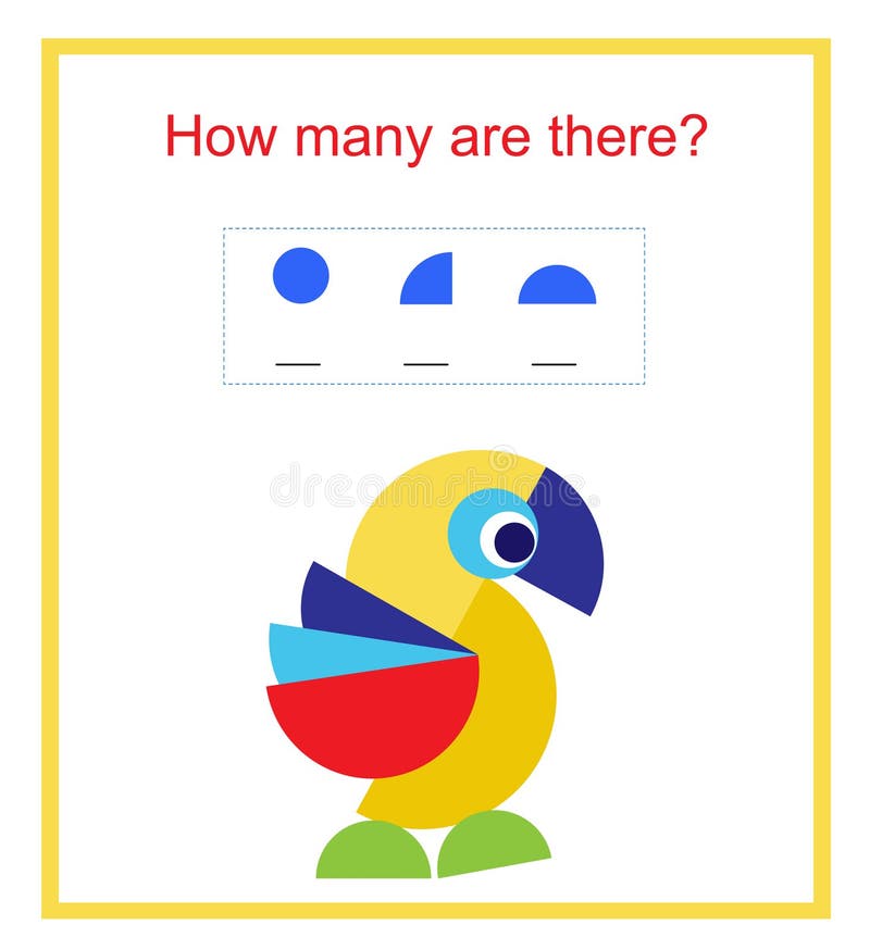 Math Activity for Kids. How Many Geometric Shapes? Vector Illustration ...