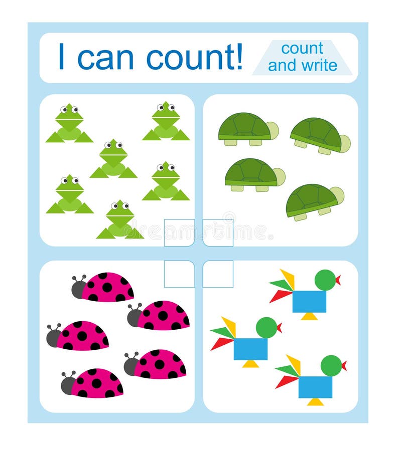 Math Activity for Kids. How Many Geometric Shapes? Developing Numeracy ...