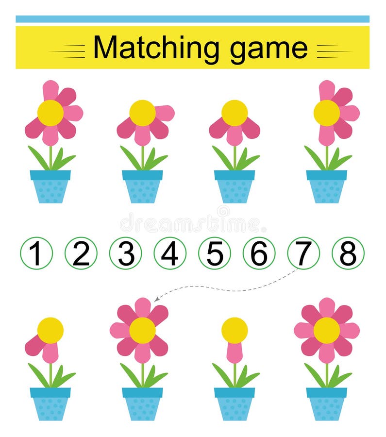Math Activity for Kids. Matching Game Stock Vector - Illustration of ...