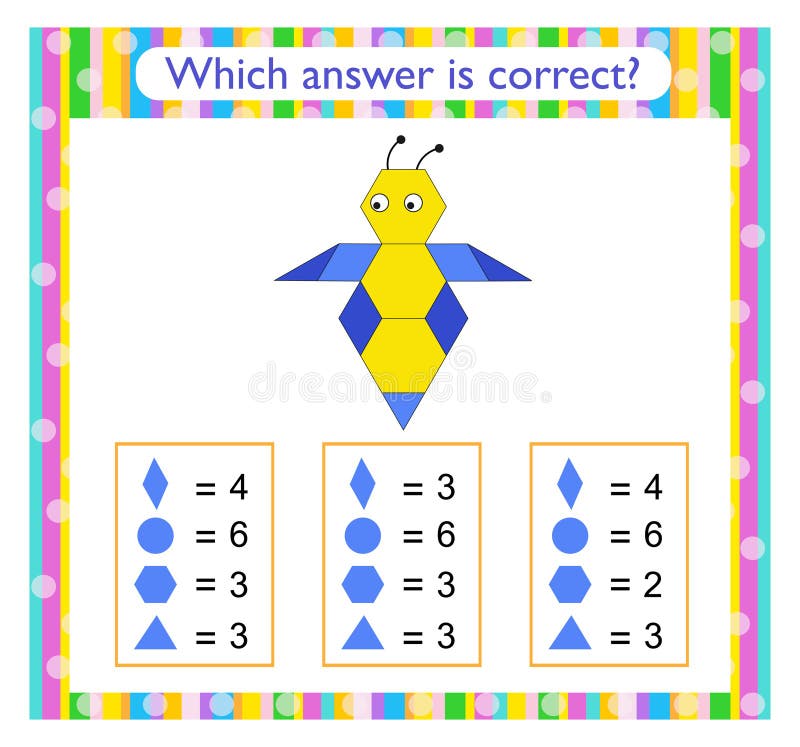 Math Activity for Kids. Need To Find the Correct Answer Stock Vector ...