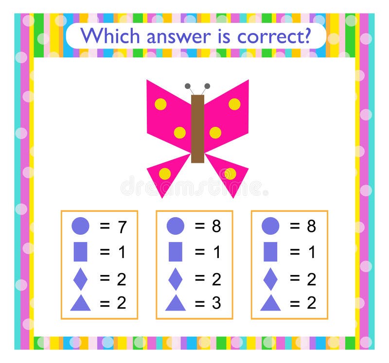 Math Activity for Kids. Need To Find the Correct Answer Stock Vector ...
