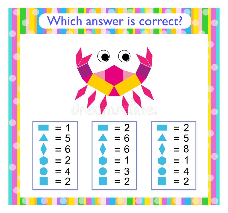 Math Activity for Kids. Need To Find the Correct Answer Stock Vector ...