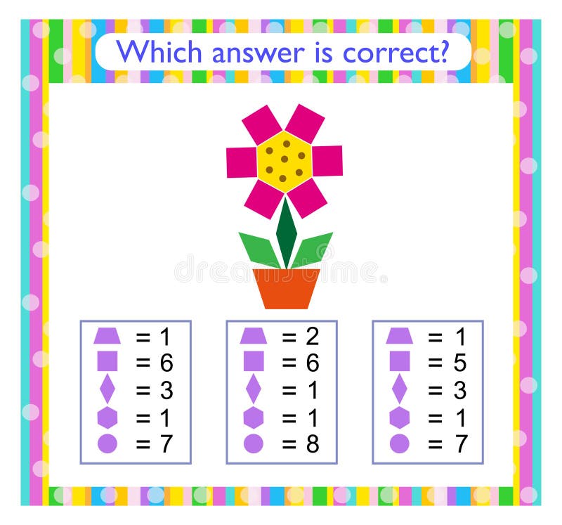 Math Activity for Kids. Need To Find the Correct Answer Stock Vector ...
