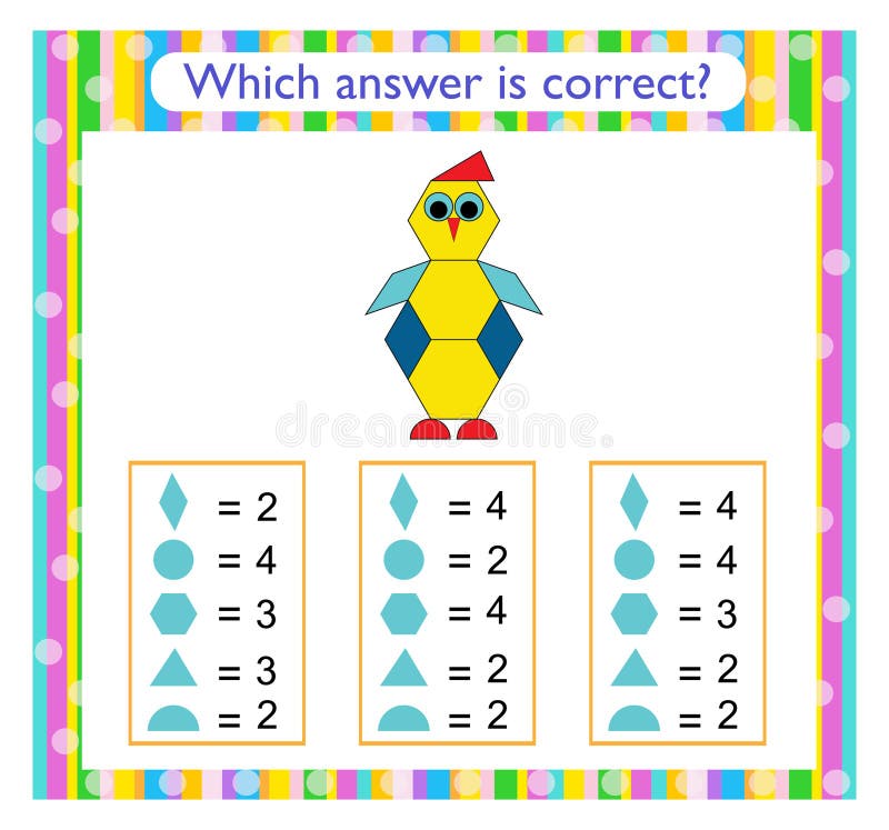 Math Activity for Kids. Need To Find the Correct Answer Stock Vector ...