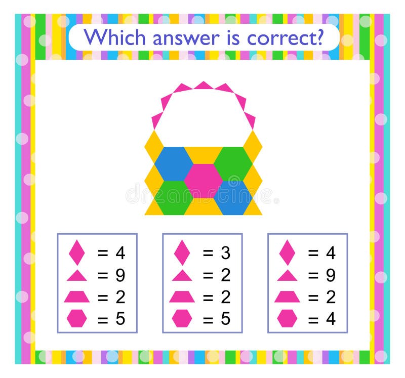 Math Activity for Kids. Need To Find the Correct Answer Stock Vector ...