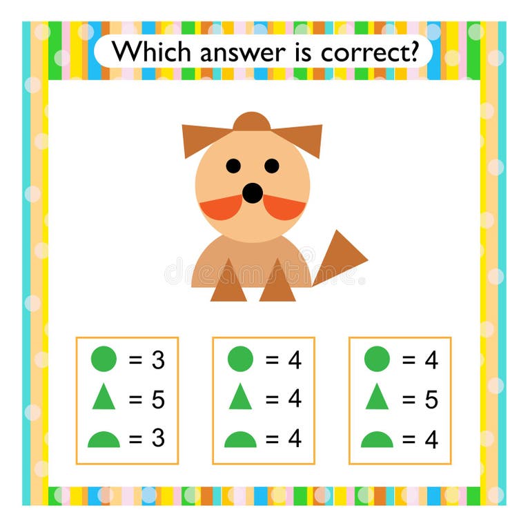 Math Activity for Kids. Need To Find the Correct Answer Stock Vector ...