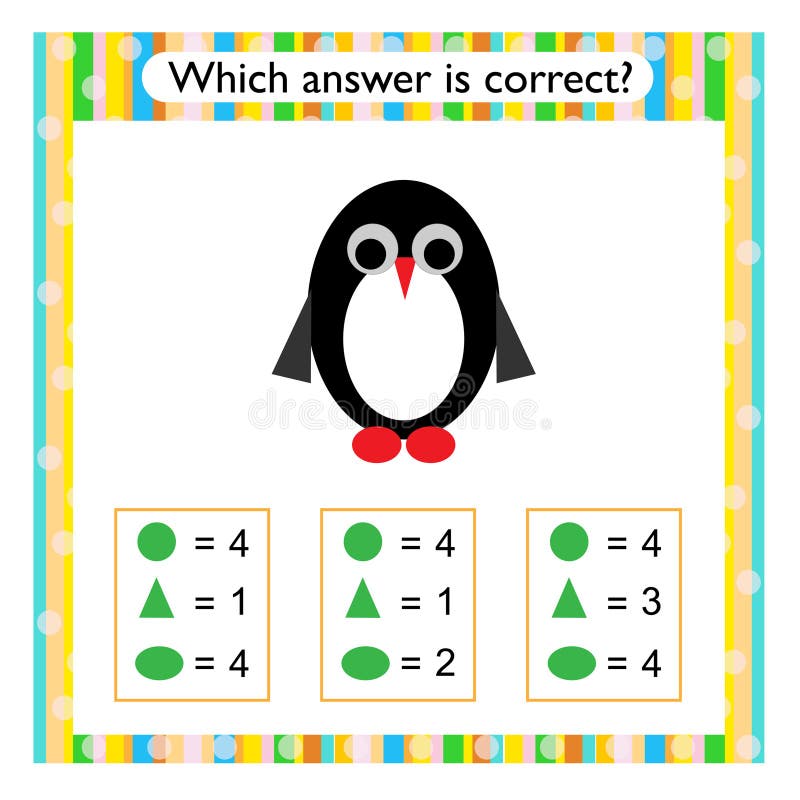 Math Activity for Kids. Need To Find the Correct Answer. Vector ...