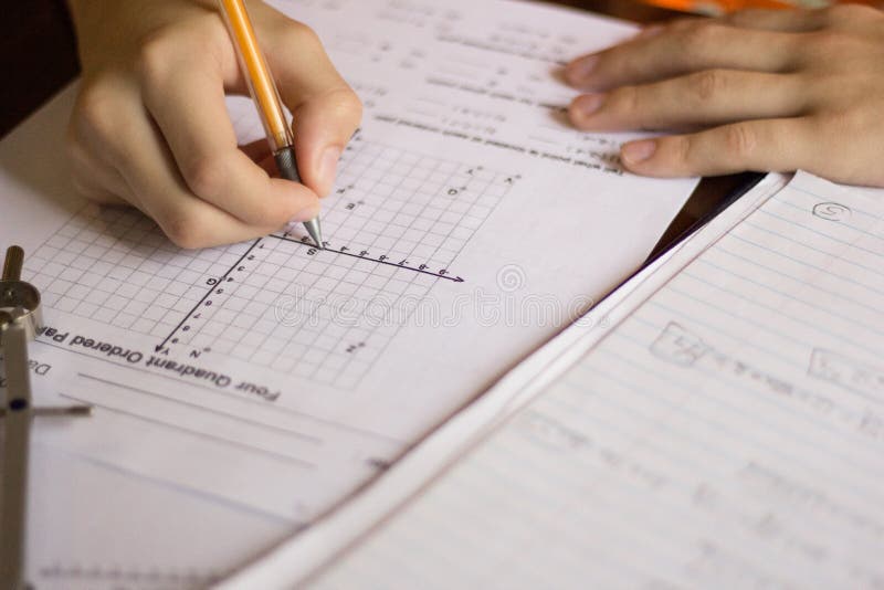 Math and Algebra Homework stock photo. Image of correction - 98690756
