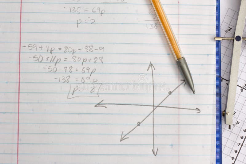 Math and Algebra Homework stock image. Image of highschool - 98690865