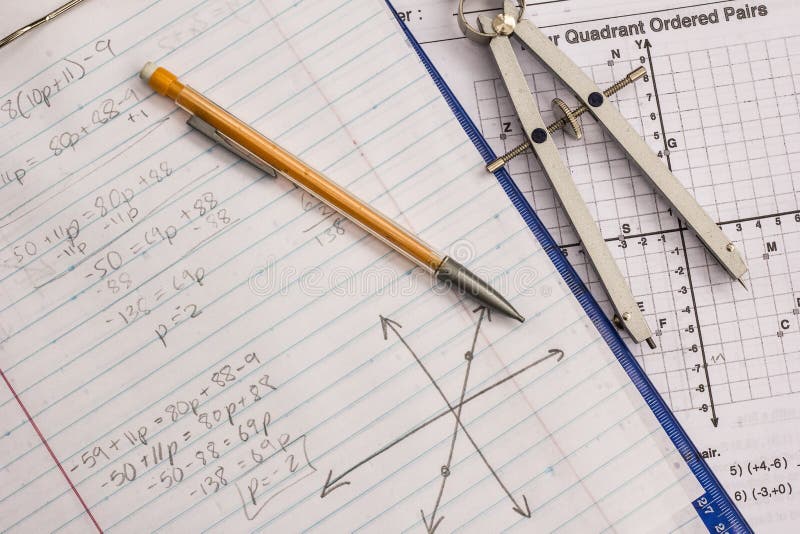 Math and Algebra Homework stock image. Image of highschool - 98690795
