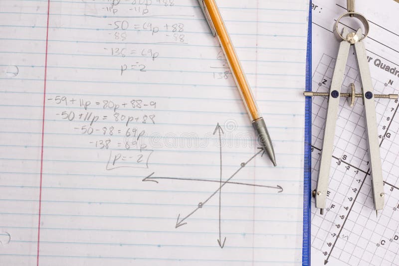 Math and Algebra Homework stock image. Image of coordinates - 98690995