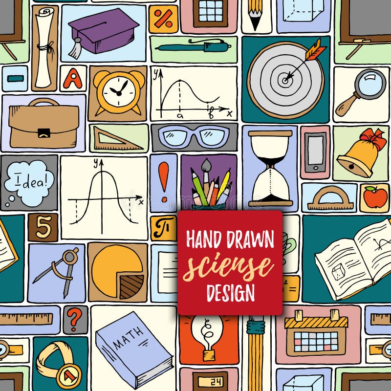 Science Math Theme. School Vector Background. Doodle Style Seamless ...