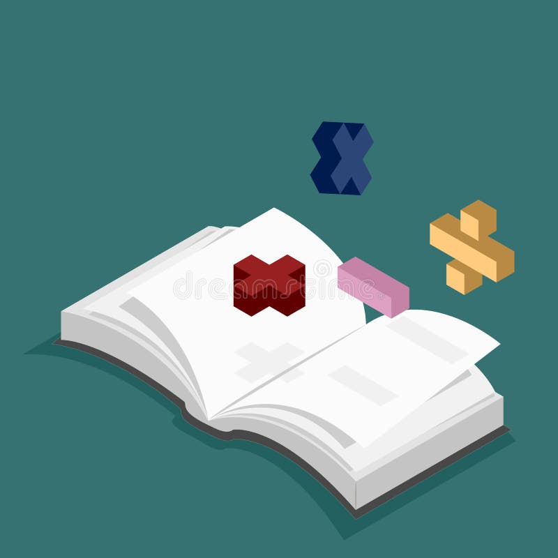 Math Book Icon with Outline Style Stock Vector - Illustration of ...