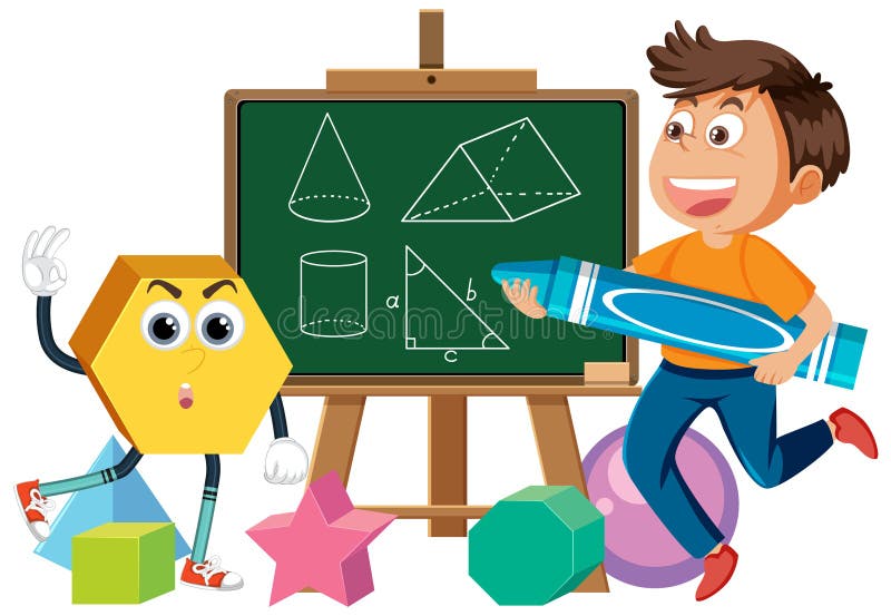 Math Boy and Chalkboard Cartoon Stock Vector - Illustration of number ...