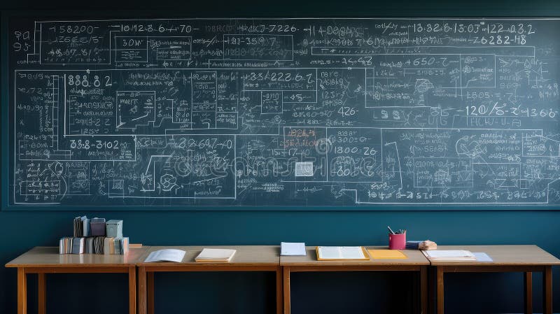 Math chalkboard blue stock illustration. Illustration of symbols ...