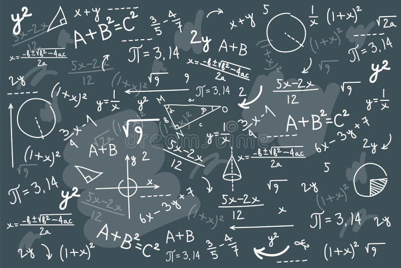 Math Chalkboard Vector Illustration. Physics Solving Equation Board ...