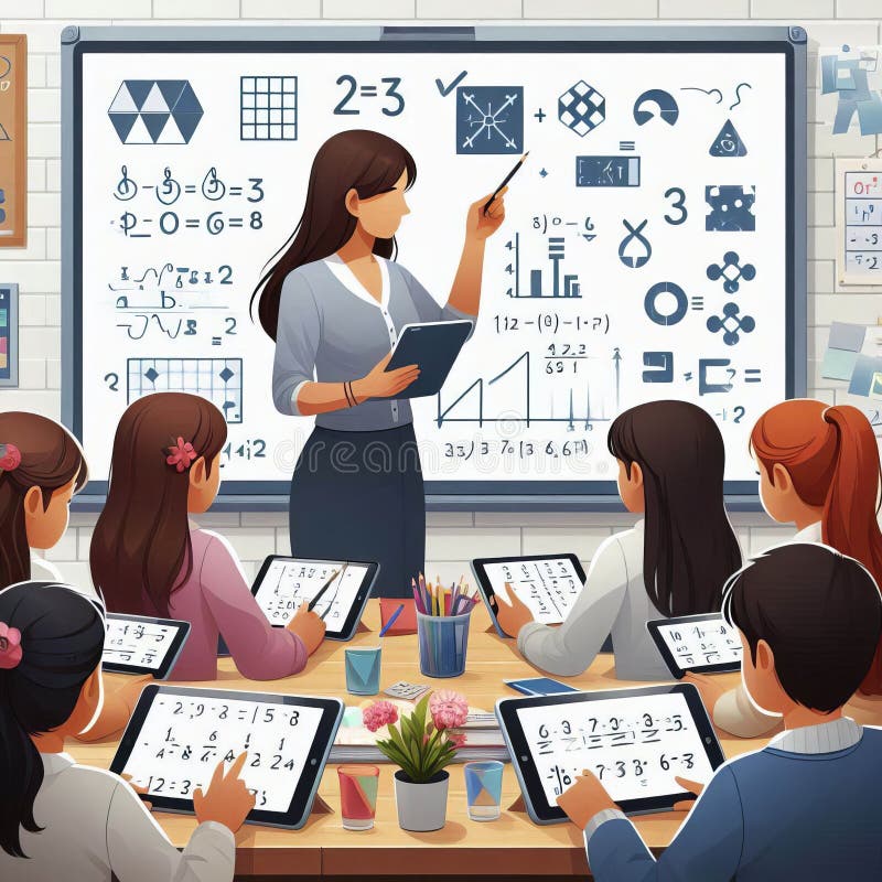 Math Challenges the Teacher Presents Challenging Math Problems Stock ...