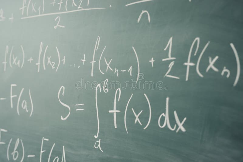 Math Class. Algebra. the Formulas are Written on the School Board ...