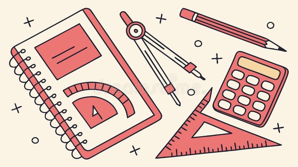 Math Class Essentials with Calculator and Compass Vector Graphic ...