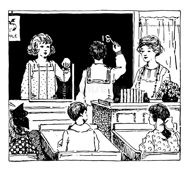 Math Class or Math Problems, Vintage Engraving Stock Vector ...