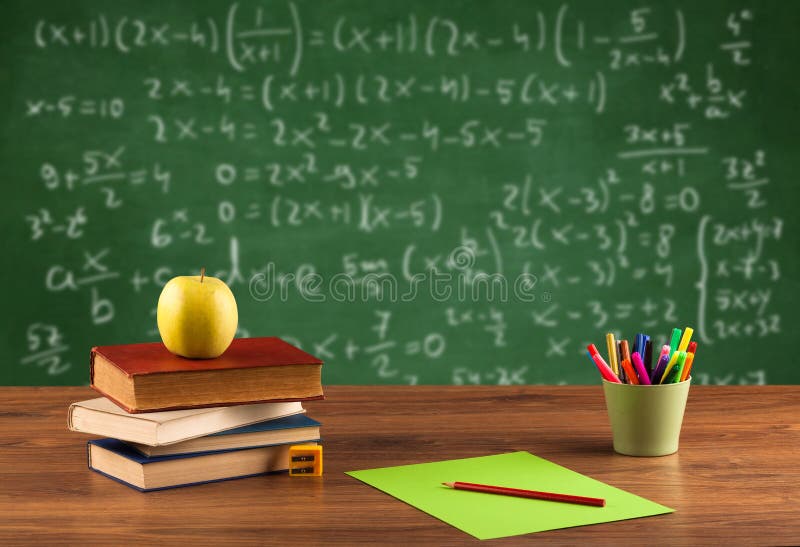 Math Class from Student School Desk Stock Image - Image of homework ...