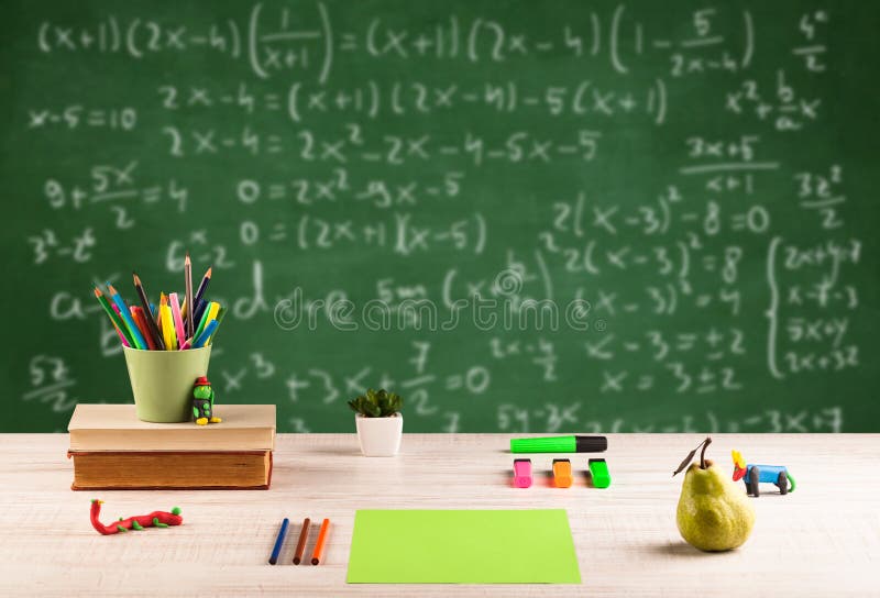 Math Class from Student School Desk Stock Image - Image of callipers ...