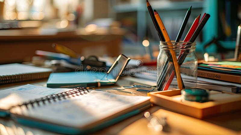 Math Class Tools and Materials Stock Illustration - Illustration of ...