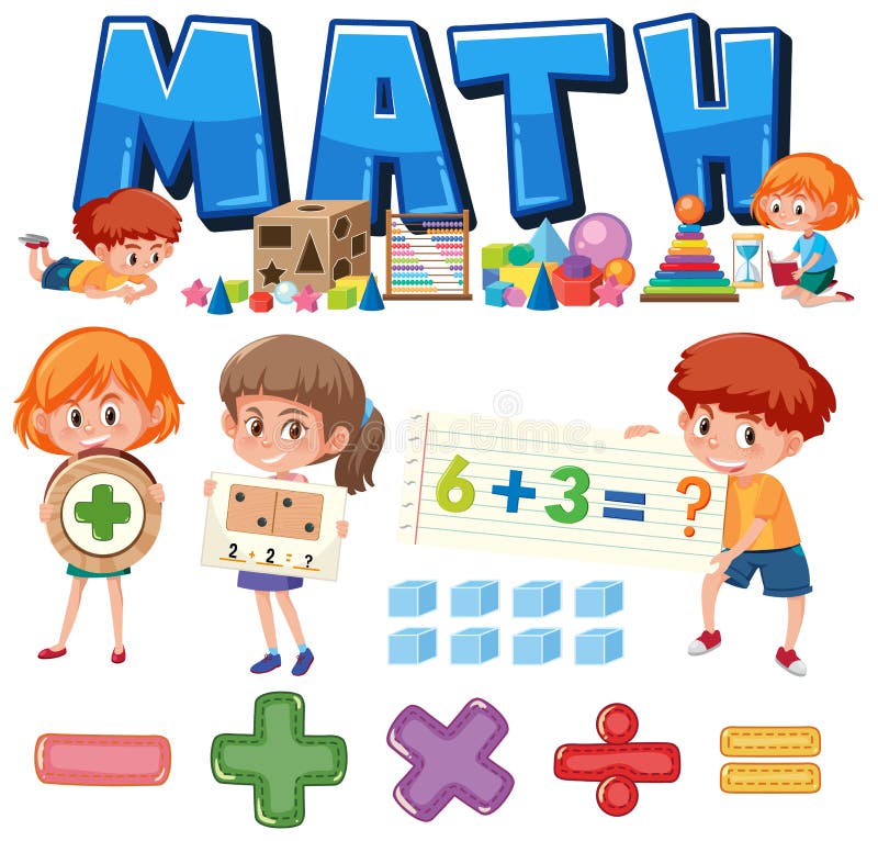 Math Classroom Objects with Supplies and Students Stock Vector ...