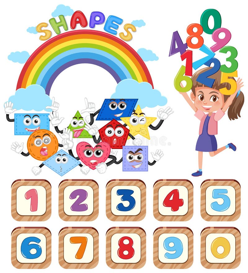 Math Classroom Objects with Supplies and Students Stock Vector ...