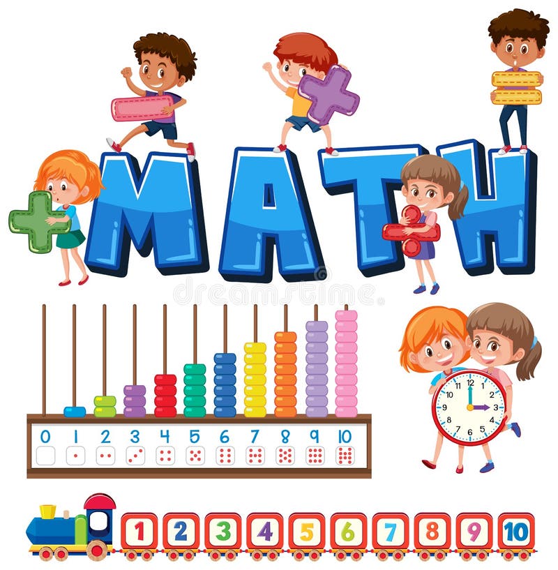 Math Classroom Objects with Supplies and Students Stock Vector ...