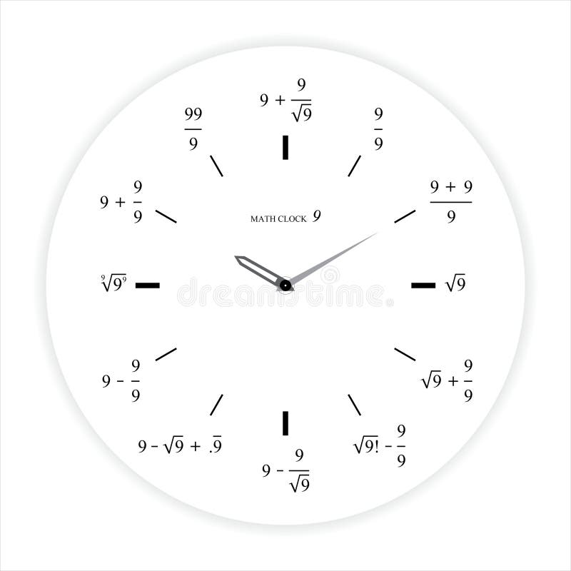 Math Clock 9 Concept stock illustration. Illustration of whiteboard ...