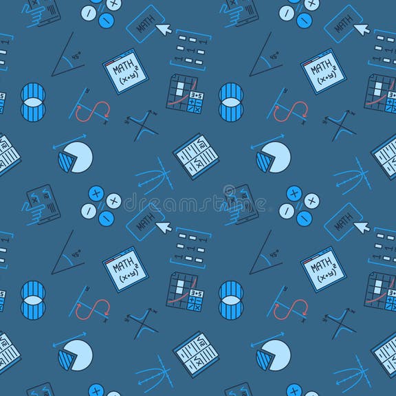 Math Colored Seamless Pattern. Mathematics and Science Vector ...