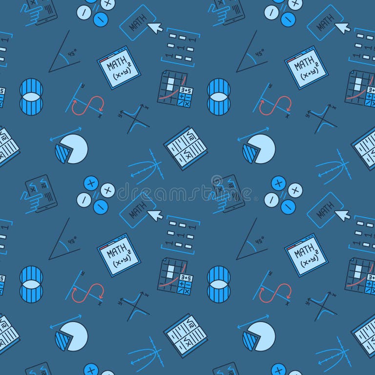 Math Colored Seamless Pattern. Mathematics and Science Vector ...