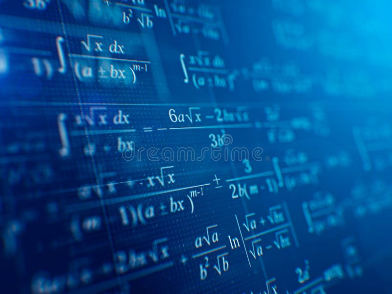 Math Concept - Mathematical Formulas on Blue Background Stock ...