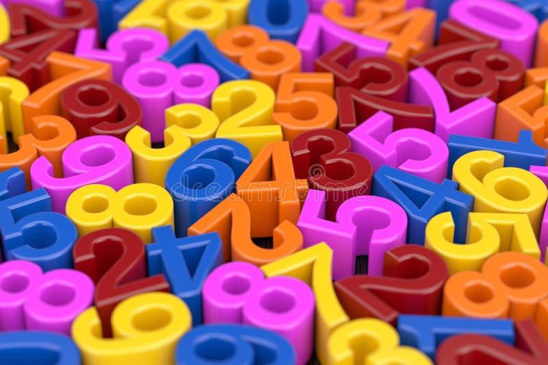 Math Concept. Pile of Colorful Plastic Numbers. 3d Rendering Stock ...