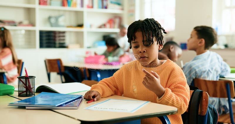 Math, Count or Boy in Classroom for Learning Education, Daycare or ...